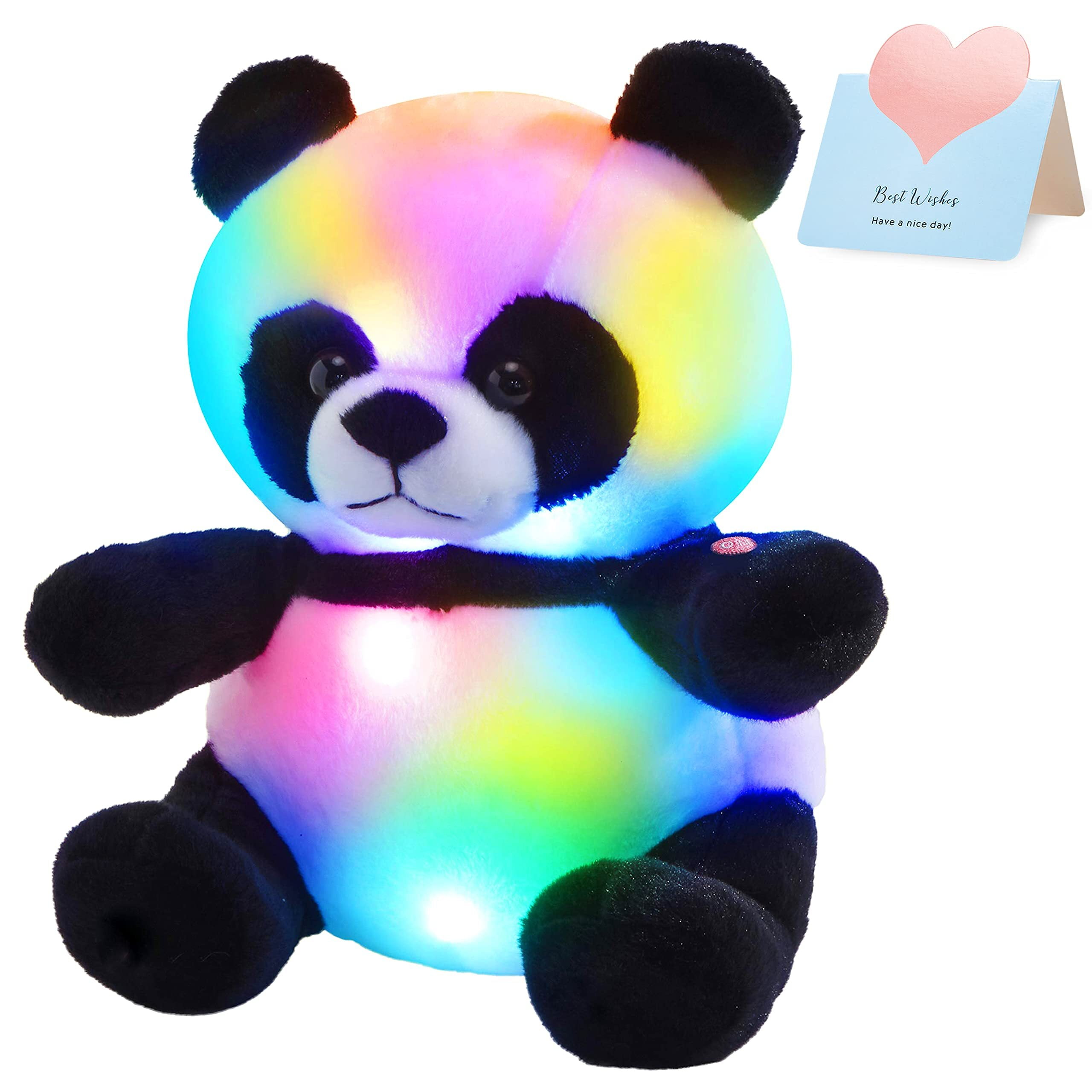 13 inch Light up Panda Stuffed Animal, LED Panda Bear Soft Plush Toys ...
