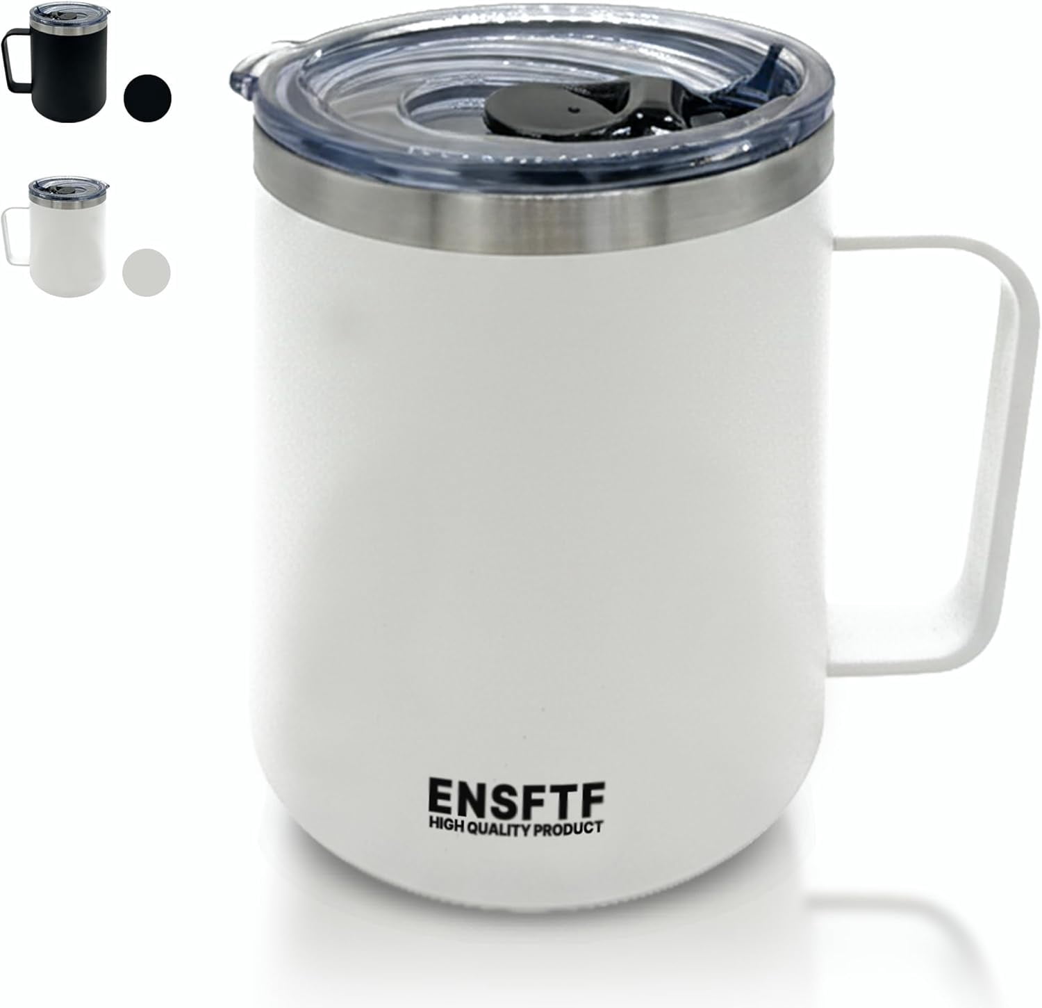 13 oz Coffee Mug with Handle and Lid, Leak Proof Travel Tumbler ...