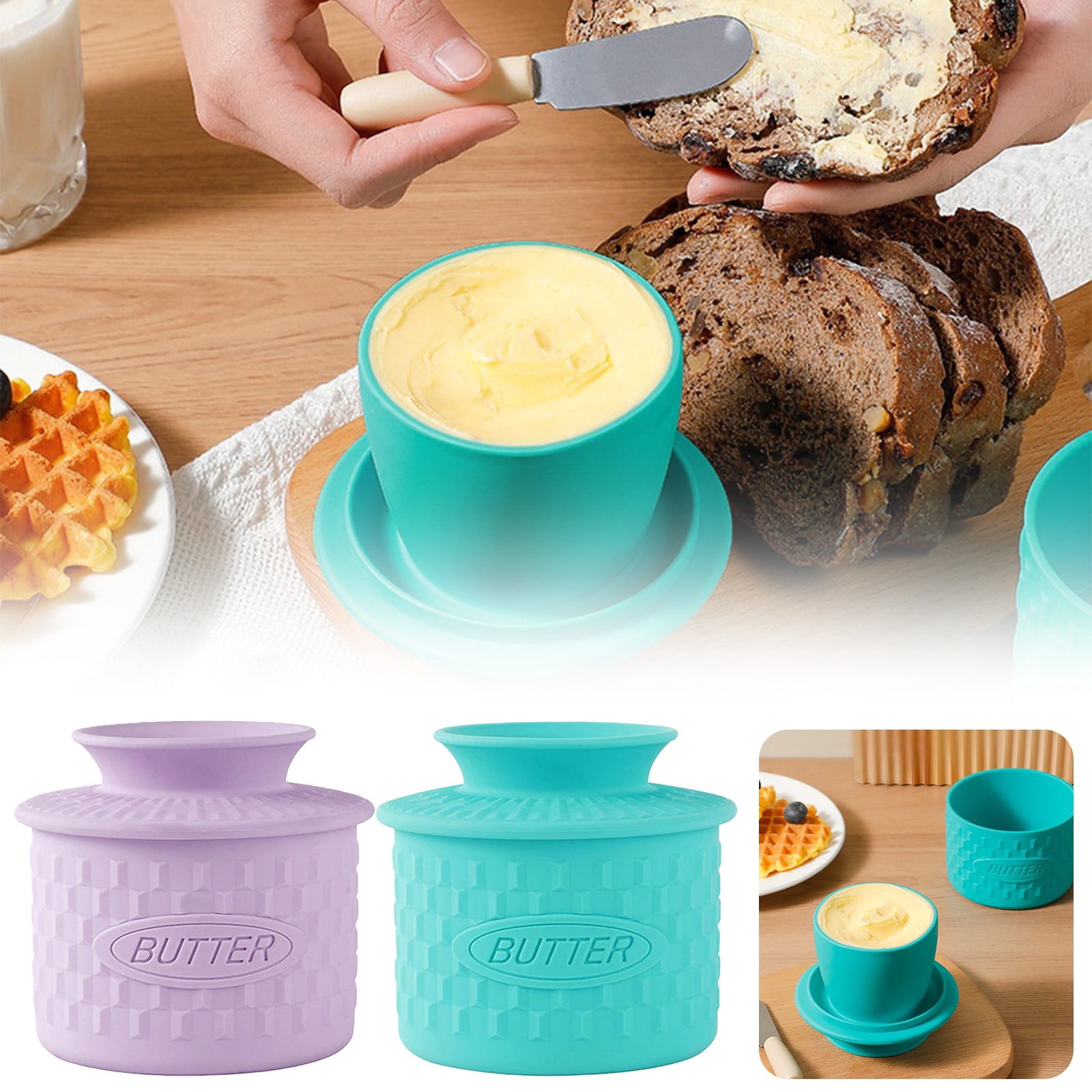 13 oz Silicone Butter Crock with Lid, French Style Butter Keeper for ...