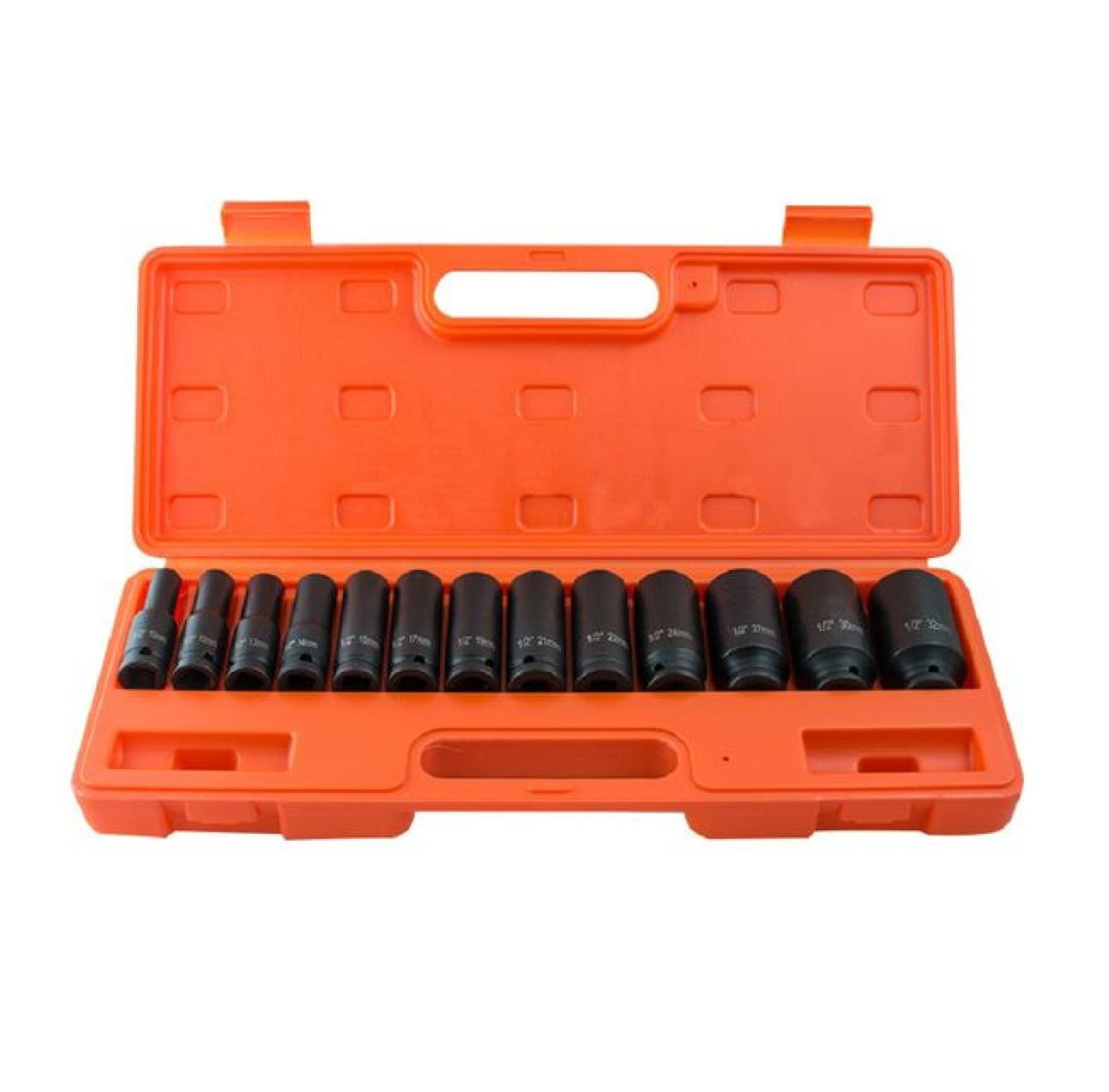 13 pc 1/2" inch Deep Impact Socket Tool Set 10-32mm Metric Garage ...