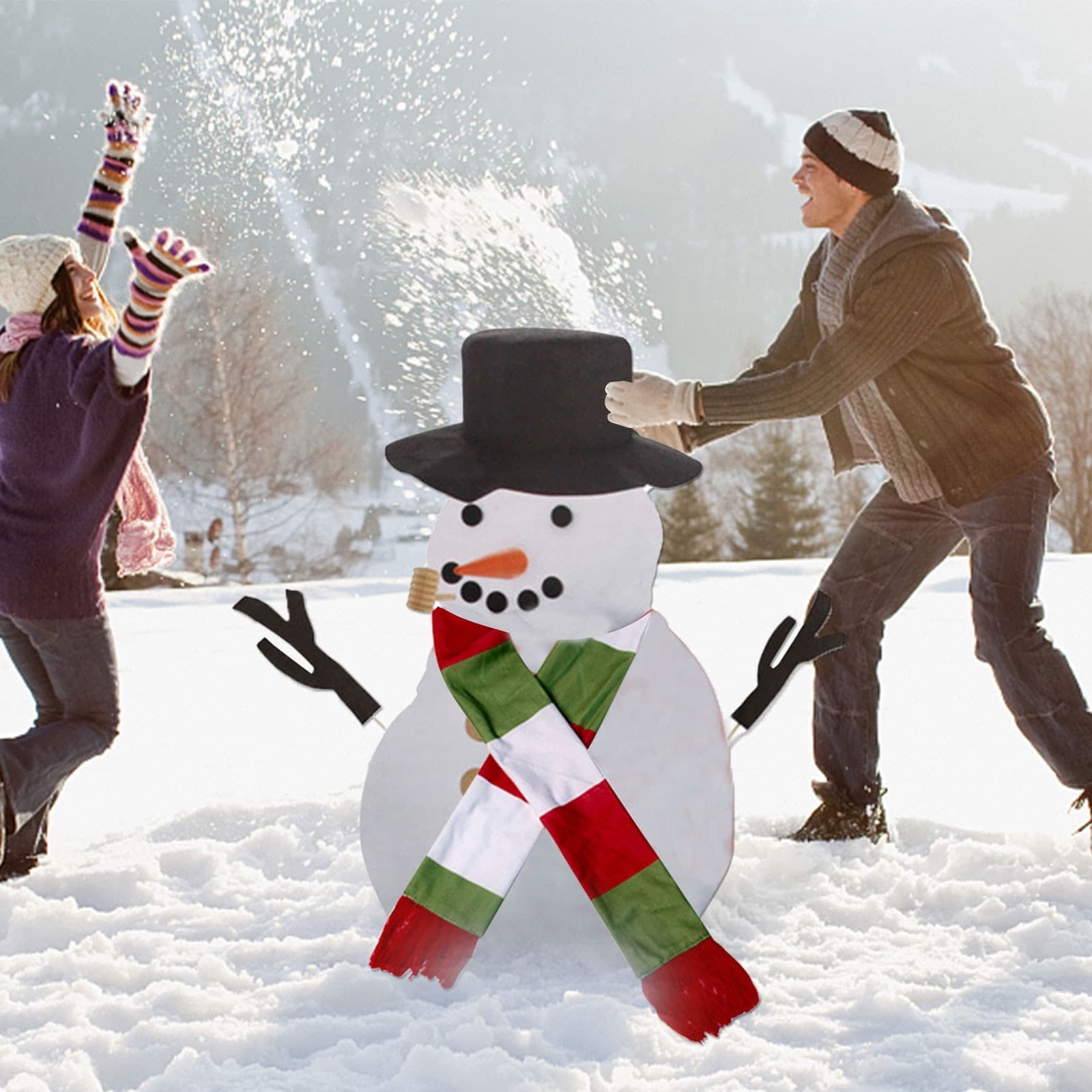 13-piece Christmas Snowman Dress-up Set 1 Hat + 1 Scarf + 7 Eyes/Mouths ...