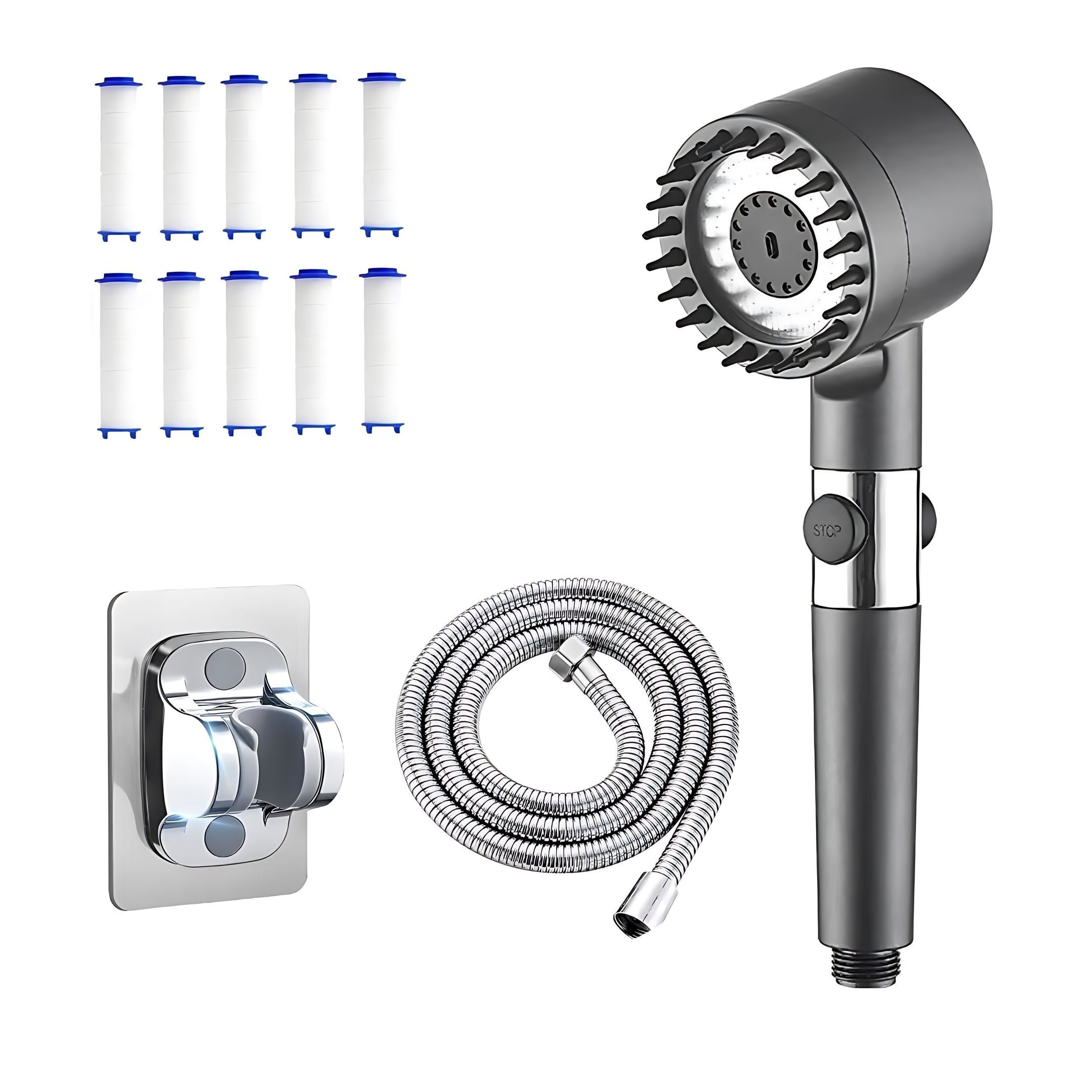 13-piece pressurized shower head, three-speed adjustable bathroom ...