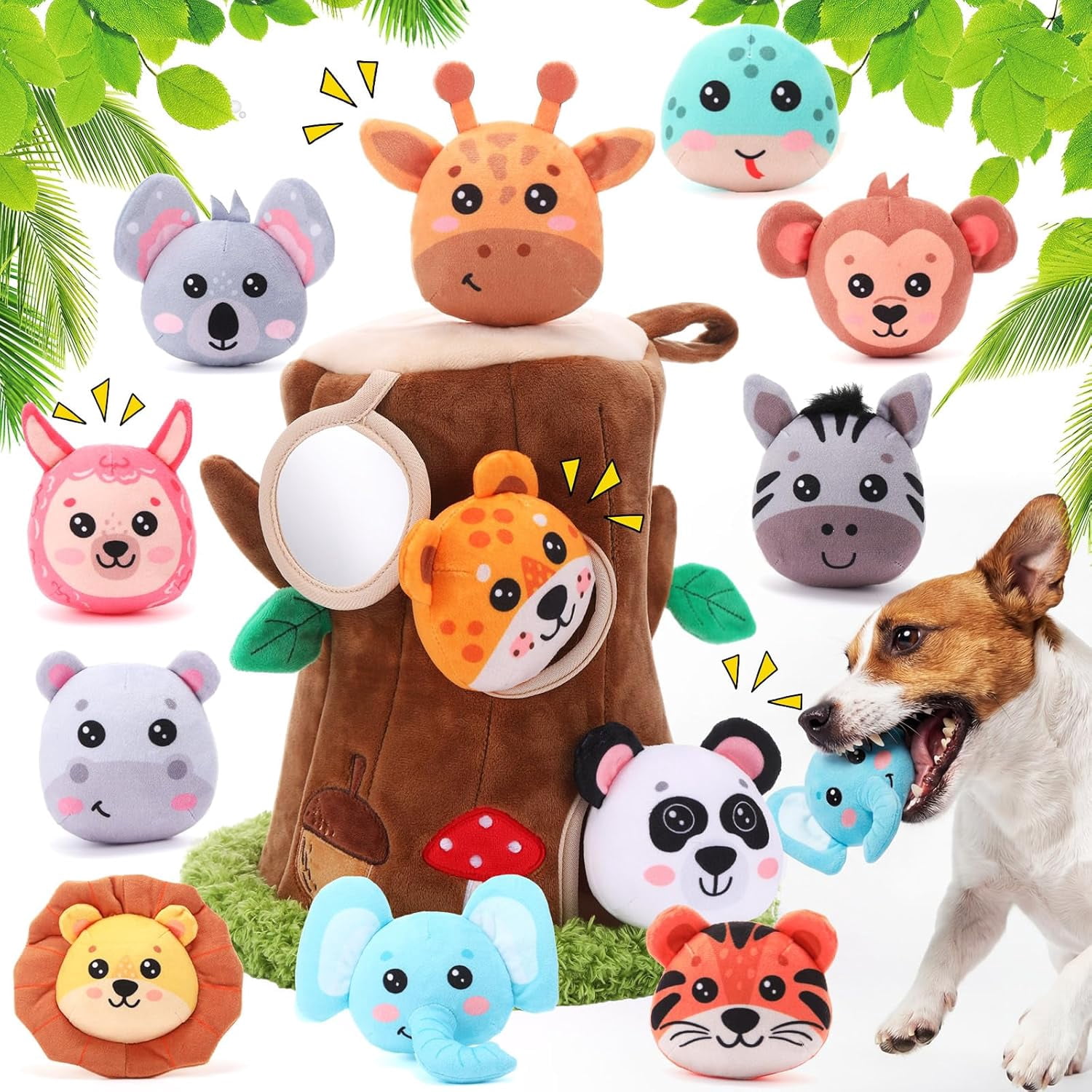 13 pieces of hide and seek dog toy set, puppy chew sound plush toys ...