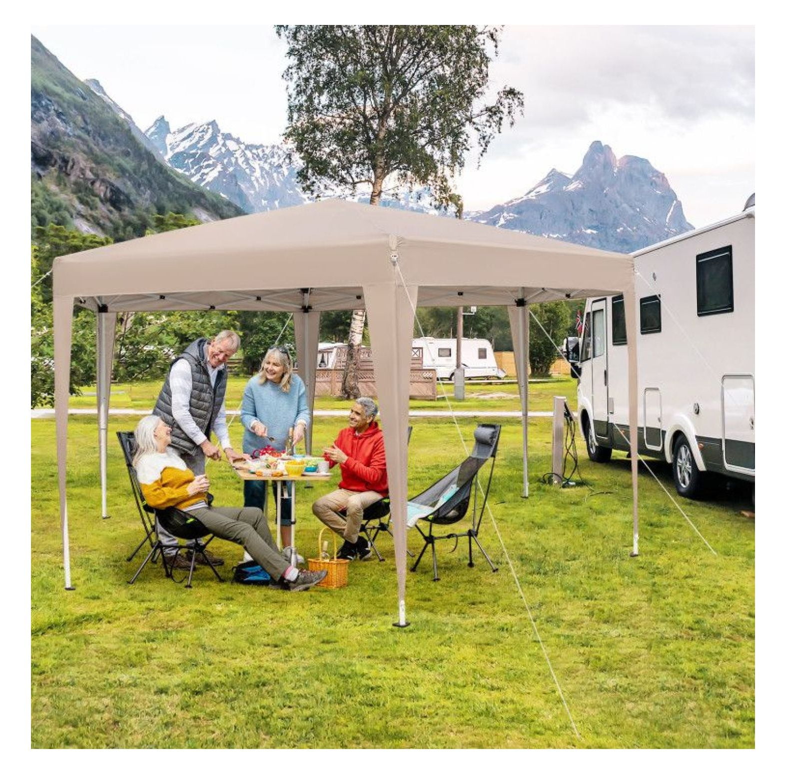 13 x 11.5 FT Hexagonal Pop-Up Height Adjustable Canopy Tent with ...