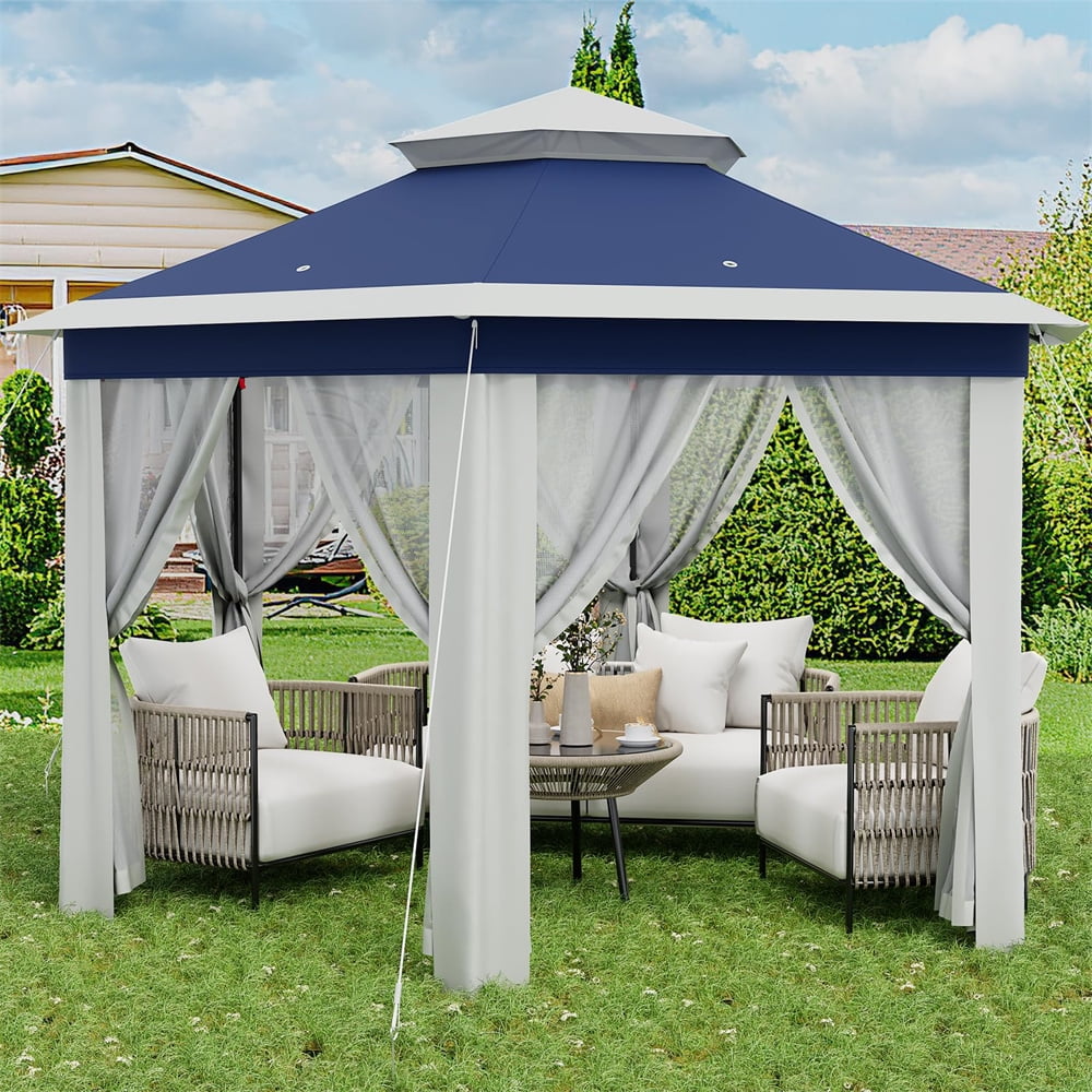 13 x 13 Ft Pop Up Hexagonal Gazebo, Outdoor Canopy Shelter, Pop up ...