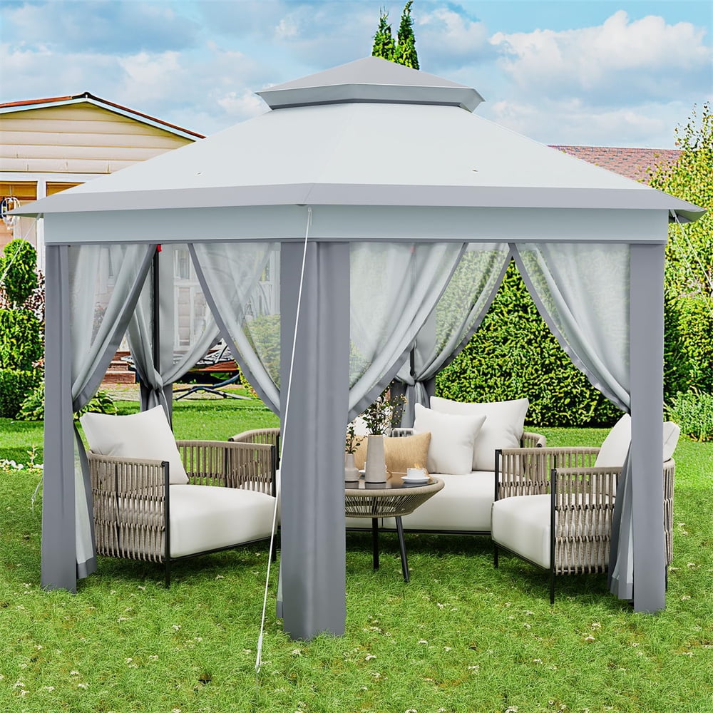 13 x 13 Ft Pop Up Hexagonal Gazebo, Outdoor Canopy Shelter, Pop up ...