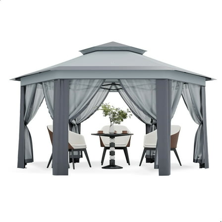 DC America 10 Ft. W x 9 Ft. D Metal Permanent Gazebo - Walmart.com