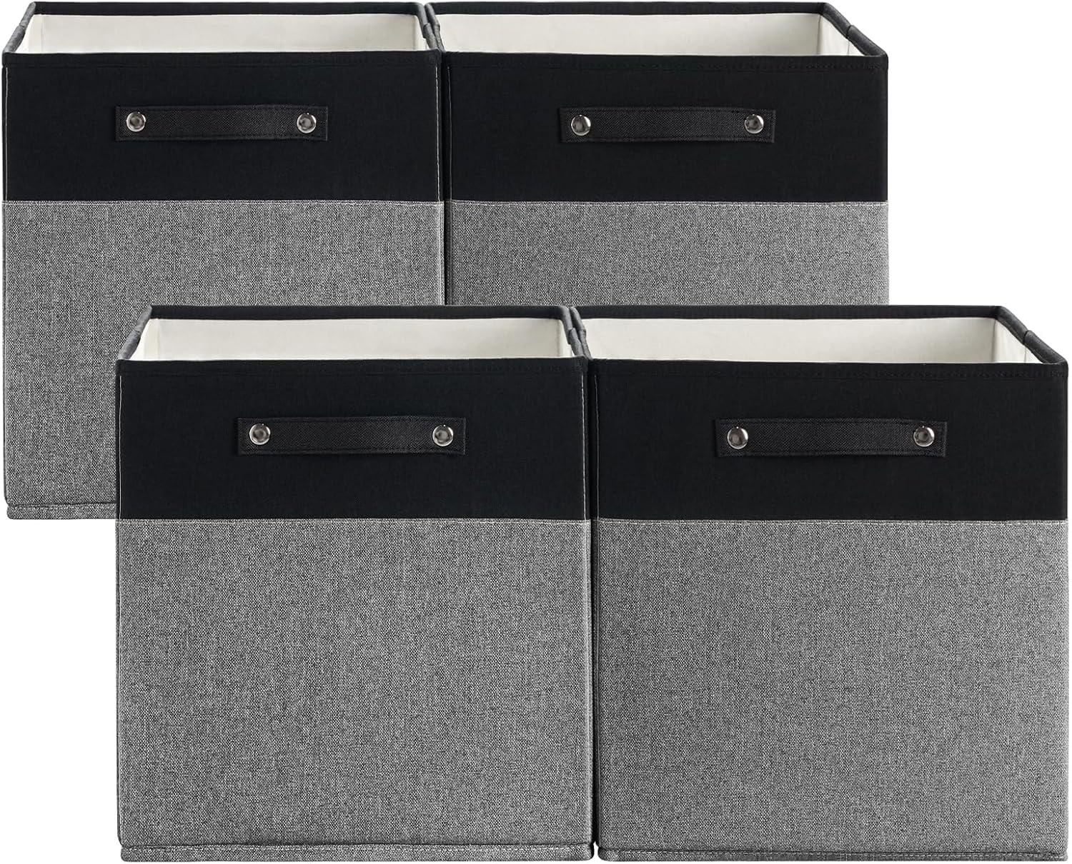 13 x 13 Inch Fine Linen Storage Bins with Handles，Fabric Cube Boxs ...