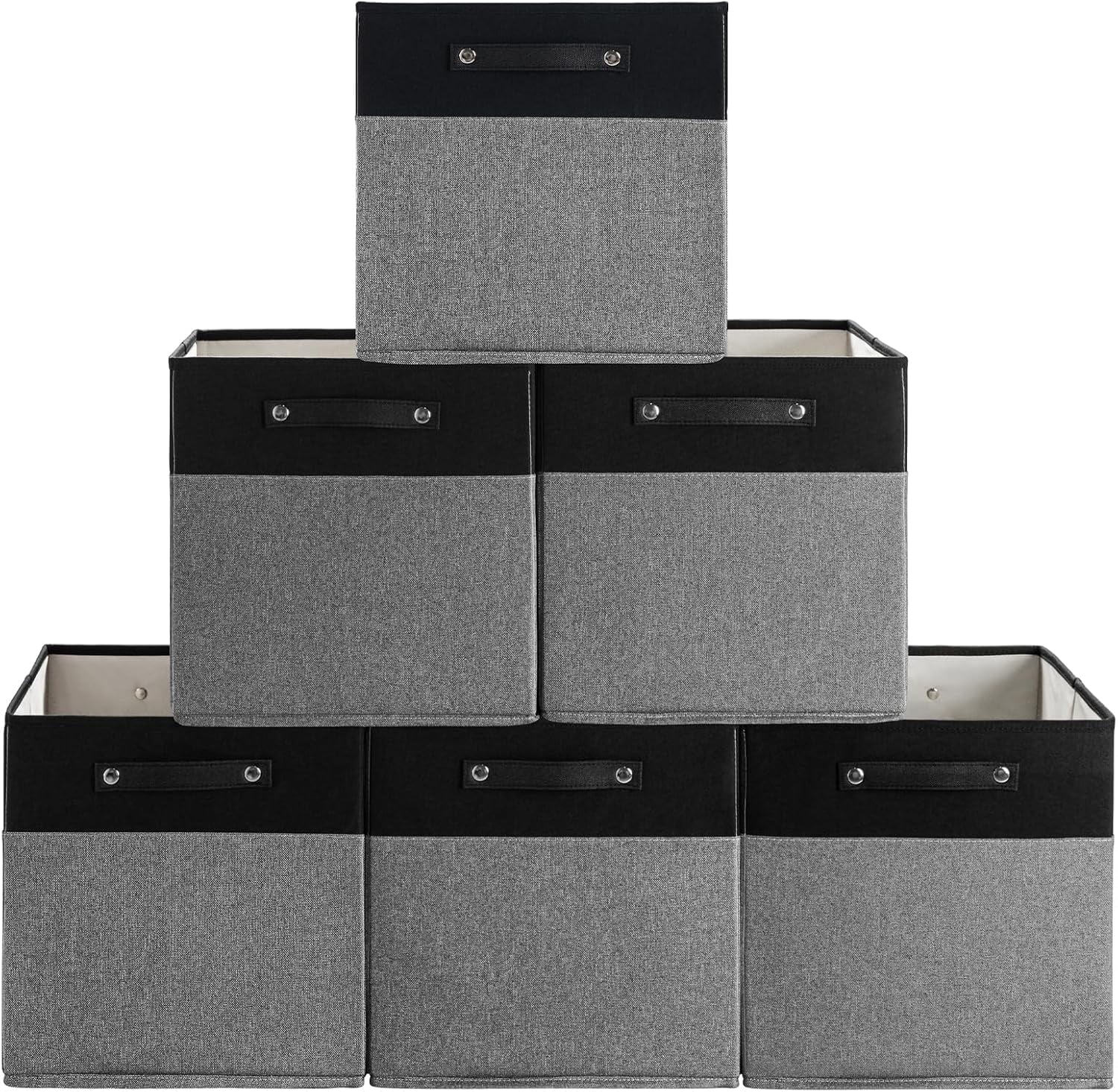 13 x 13 Inch Fine Linen Storage Bins with Handles，Fabric Cube Boxs ...