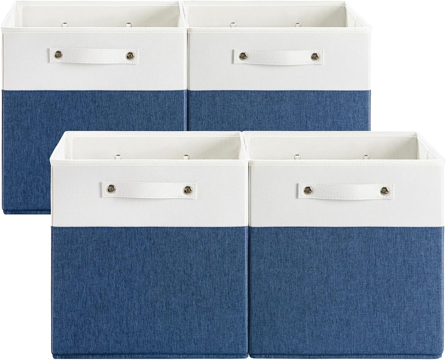 13 x 13 Inch Fine Linen Storage Bins with Handles，Fabric Cube Boxs ...