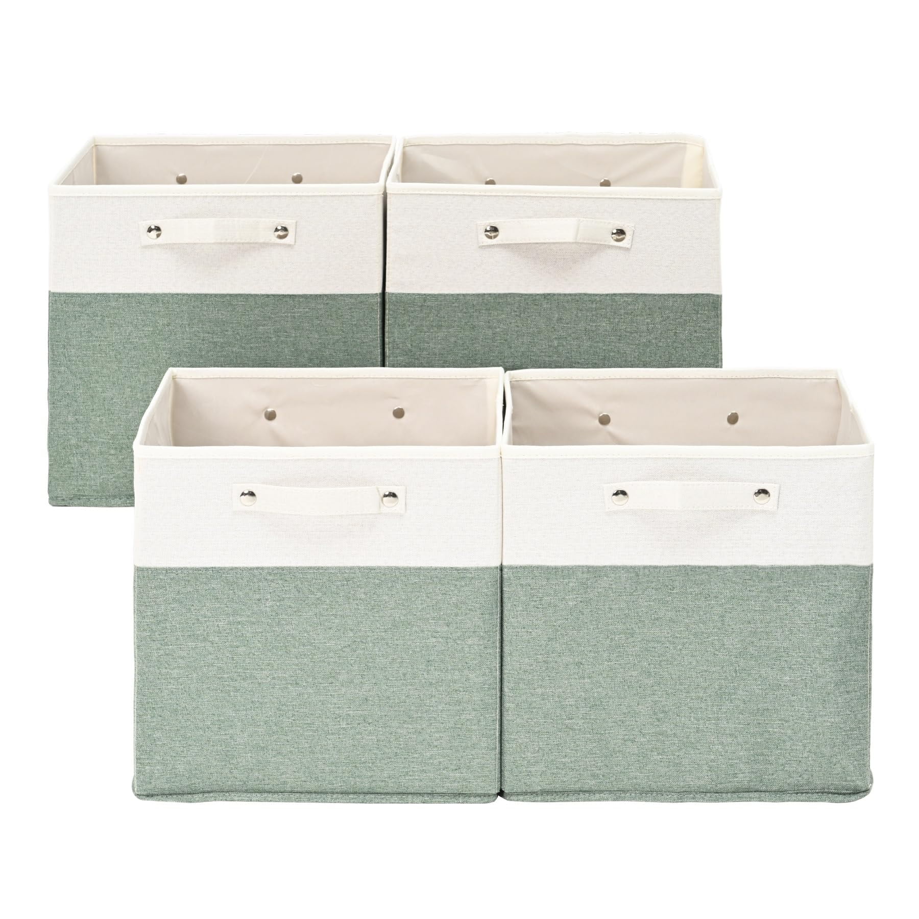 13 x 13 Inch Fine Linen Storage Bins with Handles，Fabric Cube Boxs ...