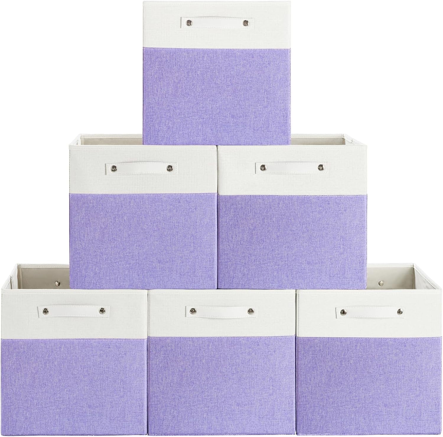 13 x 13 Inch Fine Linen Storage Bins with Handles，Fabric Cube Boxs ...