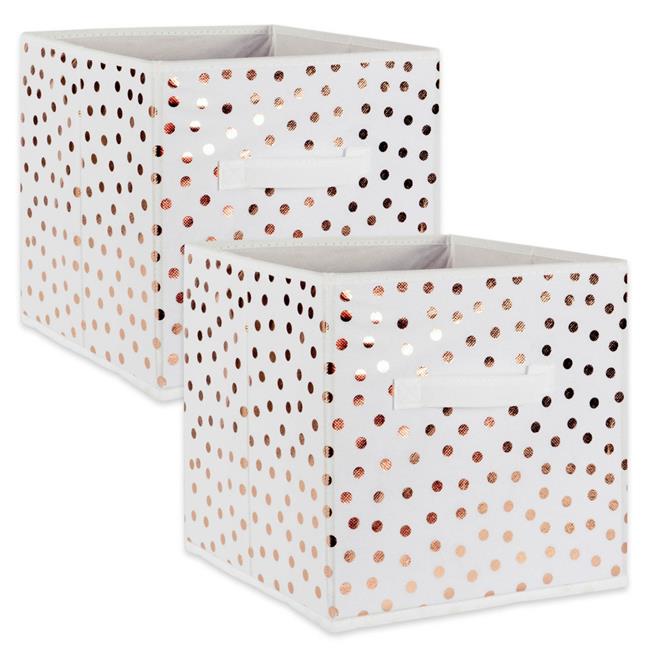 13 x 13 x 13 in. Nonwoven Polyester Storage Cube, Dots White & Copper ...