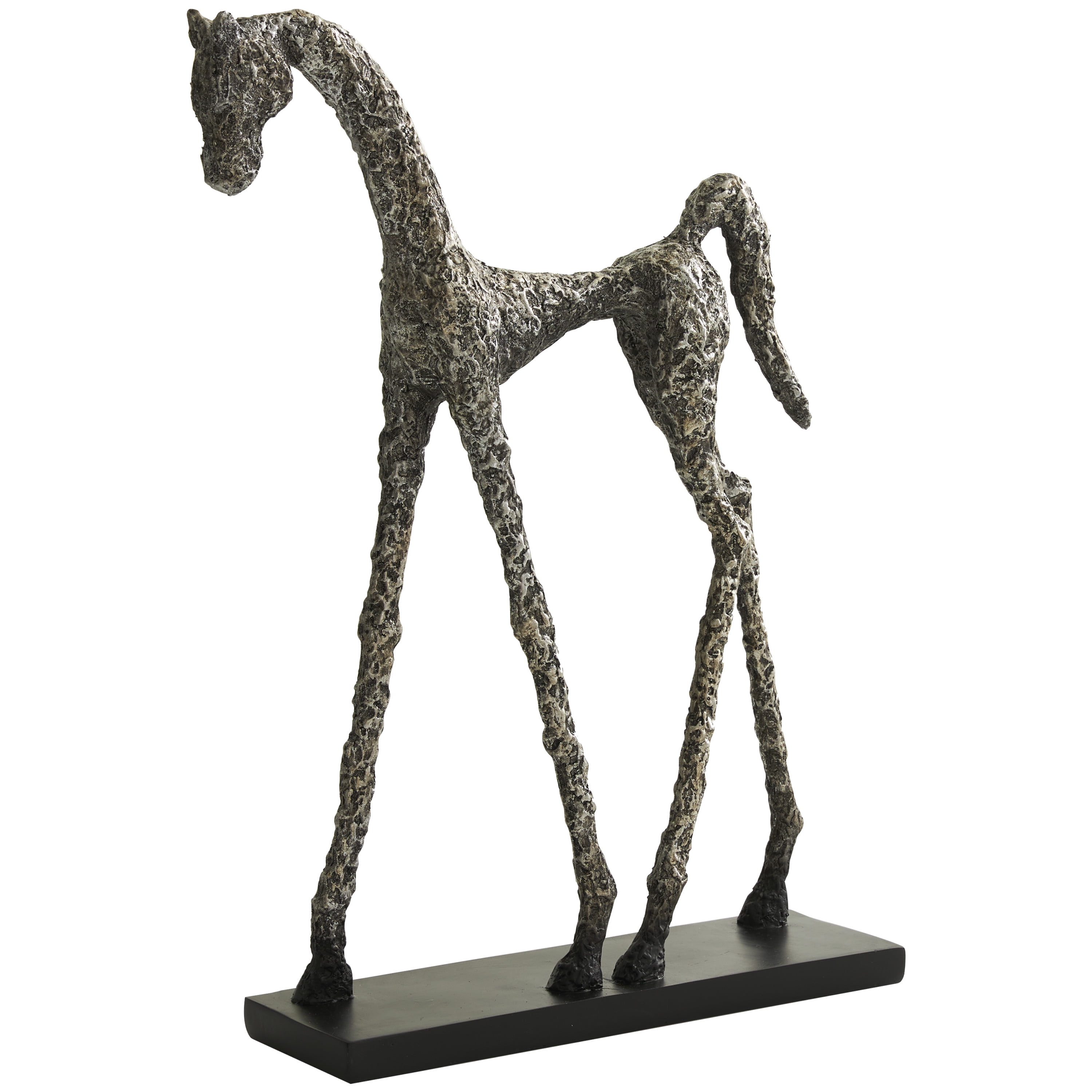 13" x 16" Bronze Polystone Textured Slim Frame Horse Sculpture with ...