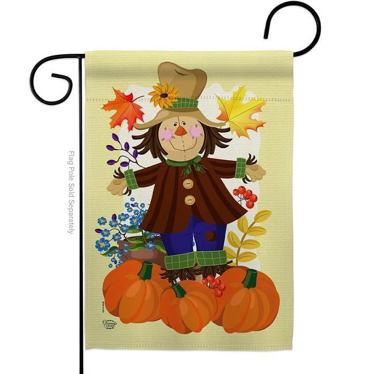 13 x 18.5 in. Autumn Scarecrow Garden Flag with Fall Harvest & Double ...