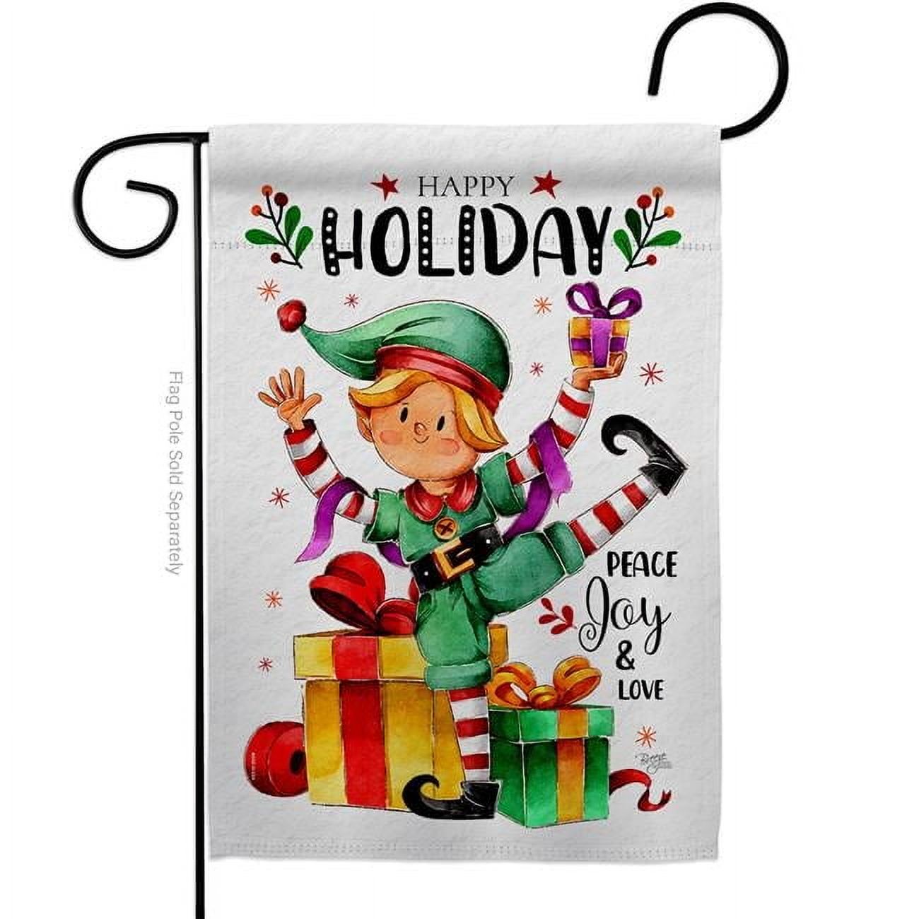 13 x 18.5 in. Elf Holiday Garden Flag for Wintertime Christmas Double ...