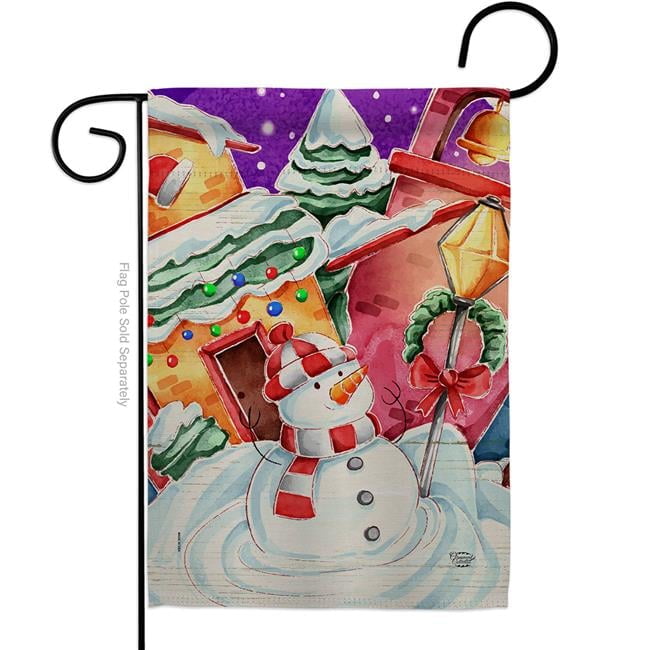 13 x 18.5 in. Frosted Snowman Garden Flag with Winter Wonderland Double ...