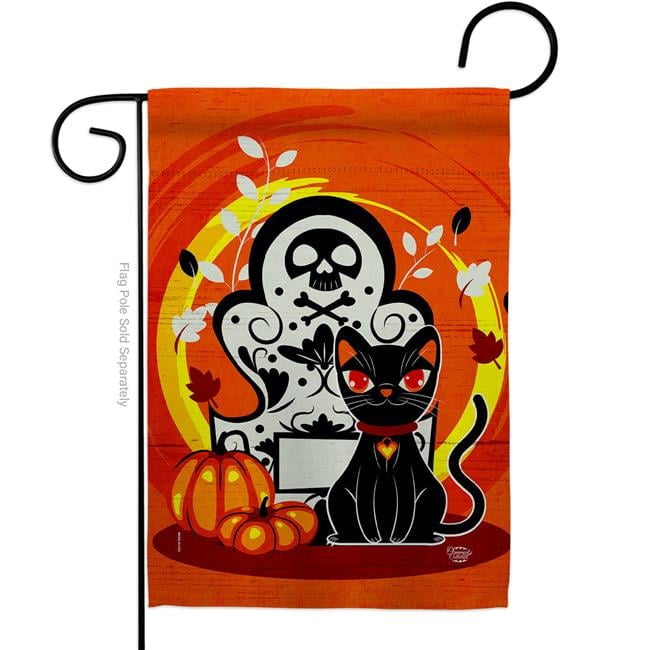 13 x 18.5 in. Halloween Kitty Garden Flag with Fall Double-Sided ...