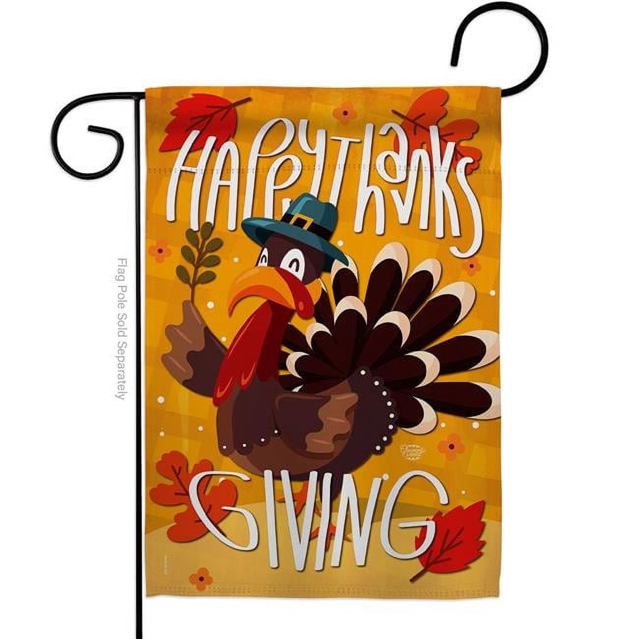 13 x 18.5 in. Happy Thanksgiving Turkey Garden Flag with Fall Double ...