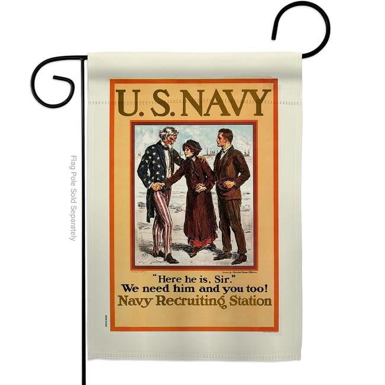 13 x 18.5 in. Navy Recruiting Station Garden Flag with Armed Forces ...