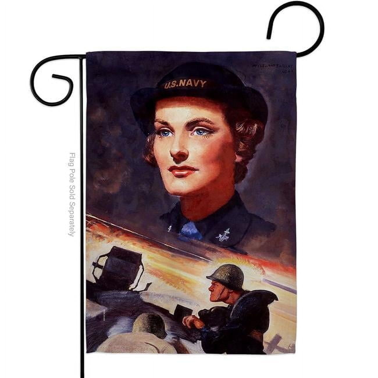 13 x 18.5 in. WAVE with Gun Crew Garden Flag with Armed Forces Navy ...