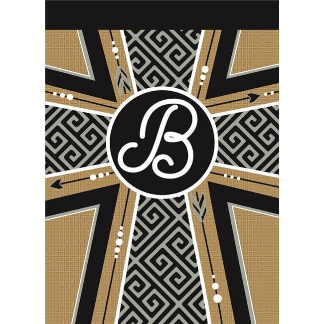 13 x 18 in. Double Applique Monogram B Cross Burlap Garden Flag ...