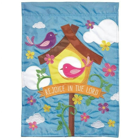 13 x 18 in. Double Applique Rejoice In The Lord Polyester Garden Flag ...