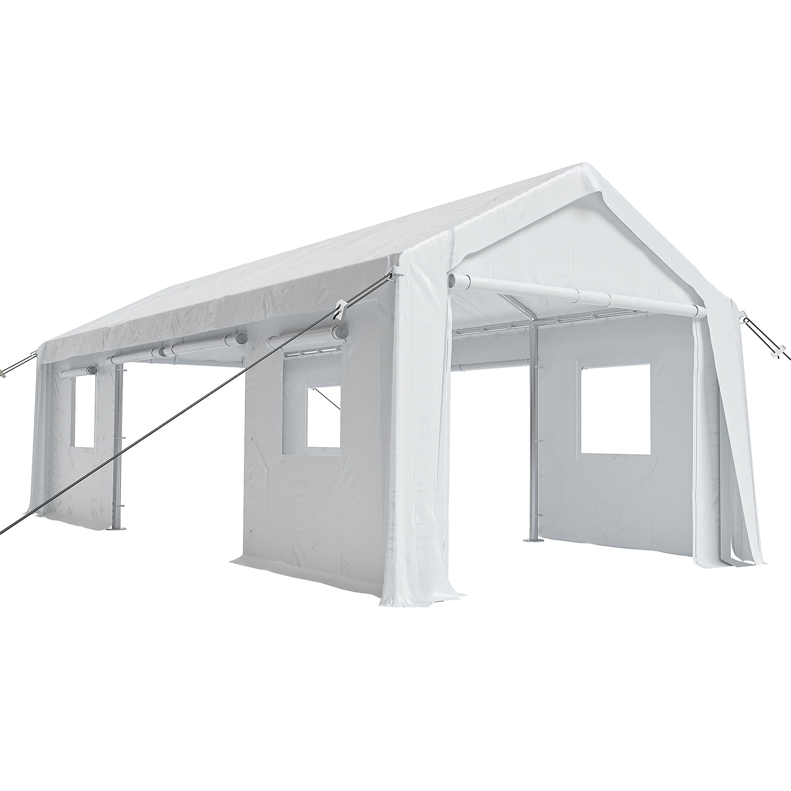 13 x 20 Ft Heavy Duty Portable Steel Carport with 4 Roll-up Doors & 4 ...
