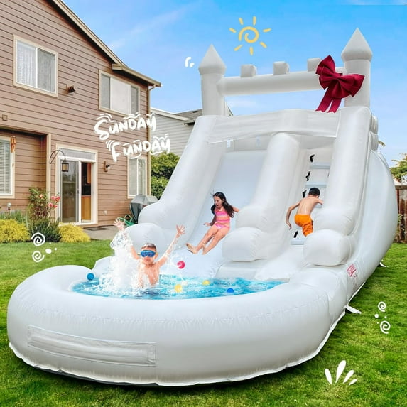 Connsann Commercial Grade White Water Slide with Splash Pool and Air ...