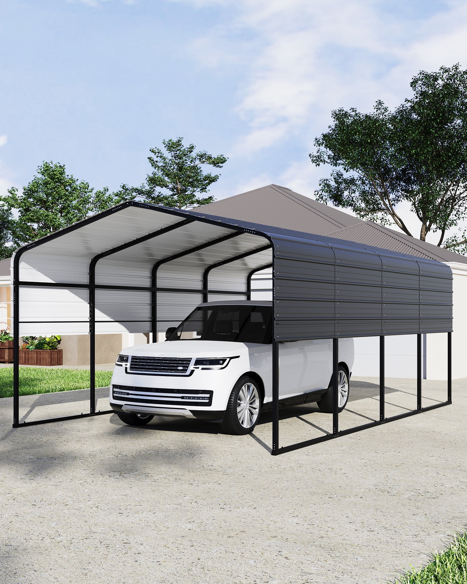 13' x 21' x 10' Metal Carport, with Heavy Duty Galvanized Steel Roof ...