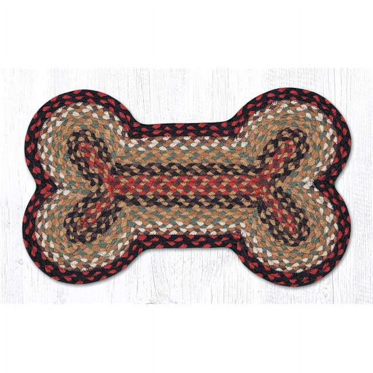 13 x 22 in. Burgundy & Mustard Medium Jute Braid Dog Bone Shape Rug ...