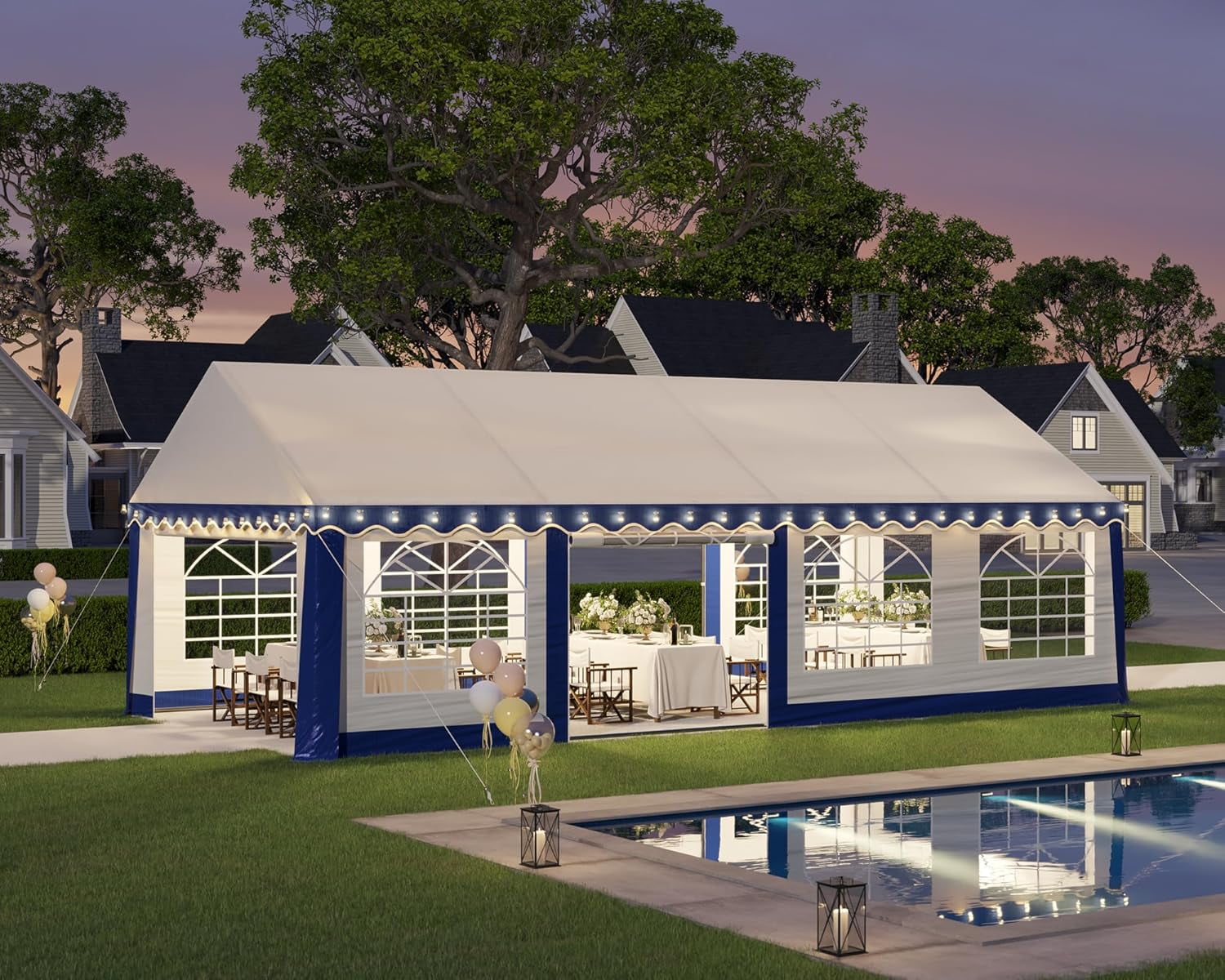 13 x 26 FT Party Tent with Rolled Sidewalls, Waterproof Canopy Tent for ...