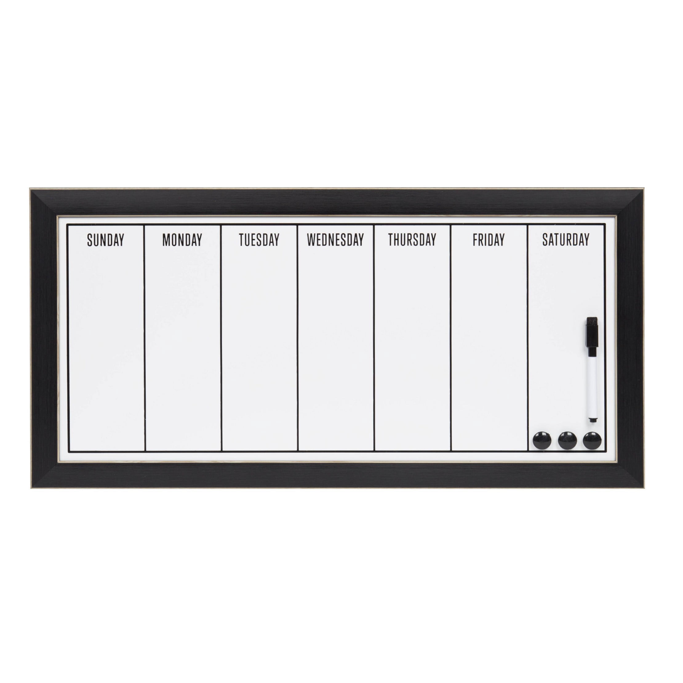 13" x 26" Wyeth Framed Magnetic Dry Erase Weekly Calendar Black ...