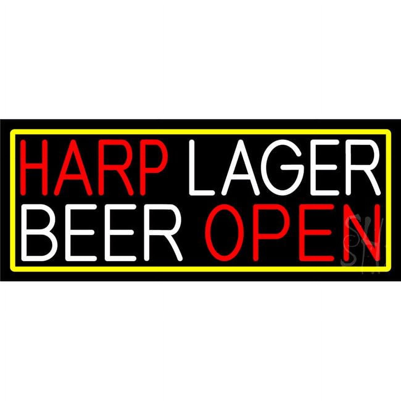 13 x 32 in. Harp Lager Beer Open with Yellow Neon Sign - Red, White ...