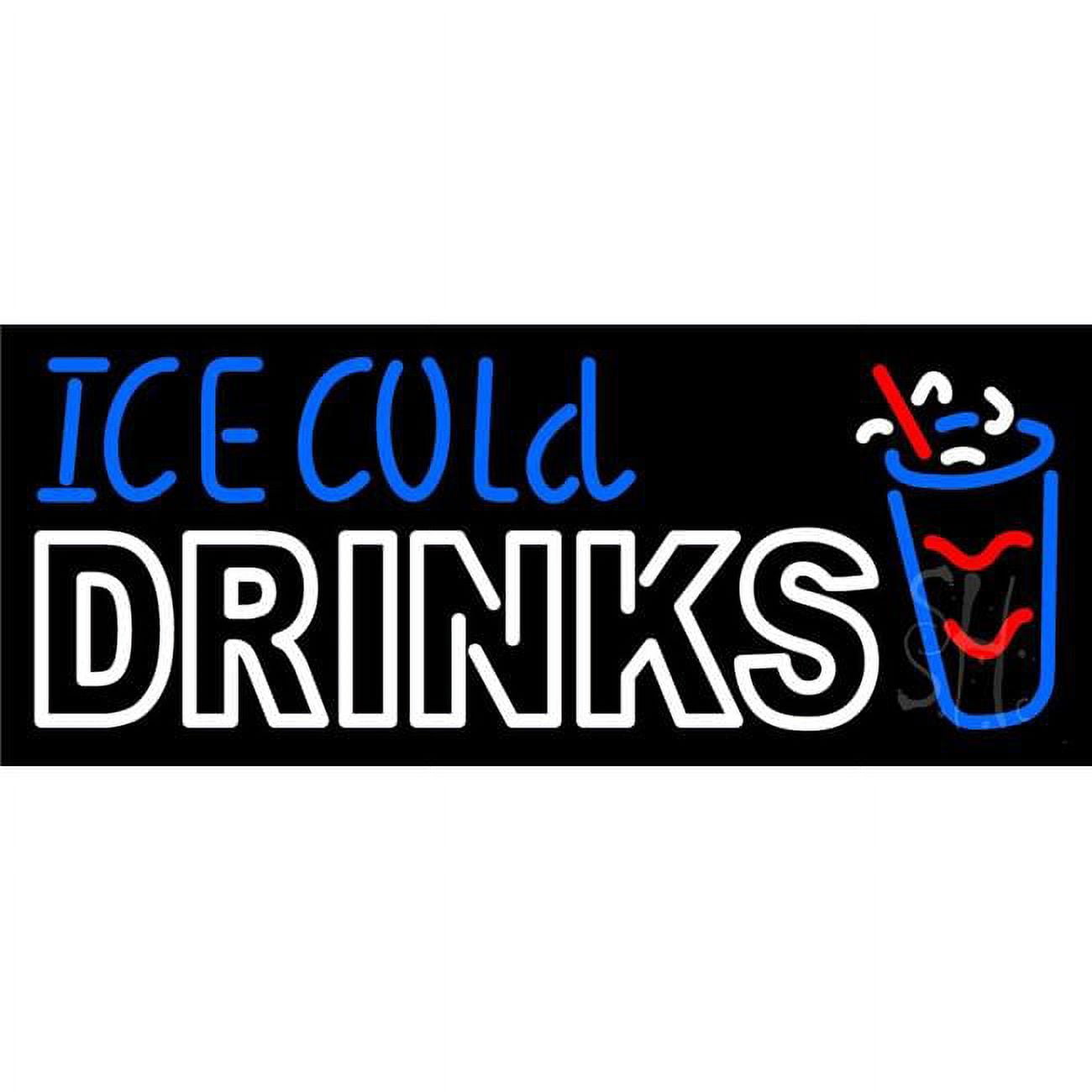 13 x 32 in. Ice Cold Drinks Neon Sign - Red, White & Blue - Walmart.com