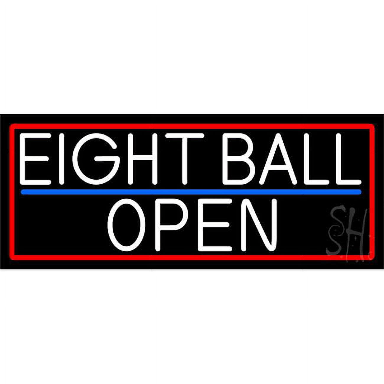 13 x 32 in. White Eight Ball Open with Red Border Neon Sign - Red, Blue ...