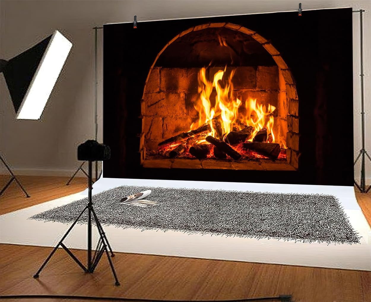 13 x 6ftFireplace Garage Door Decoration Background Fireplace Flaming ...