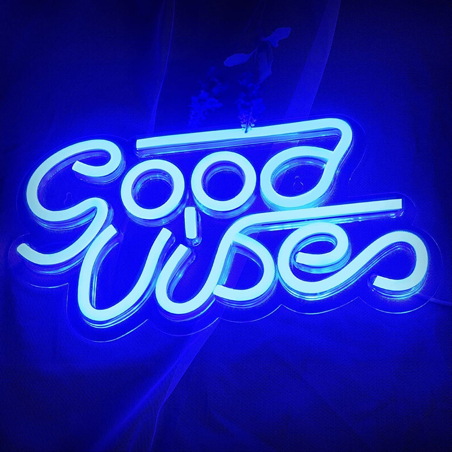 13"x 7" New GOOD VIBES Blue Beer Pub Acrylic Neon Light Sign Wall Decor ...