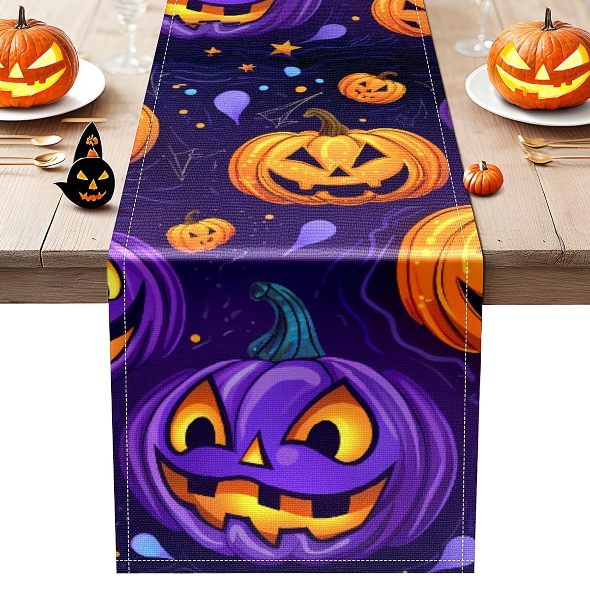 13 x 72 Inch Halloween Pumpkin Table Runner for Home Party, Kitchen ...