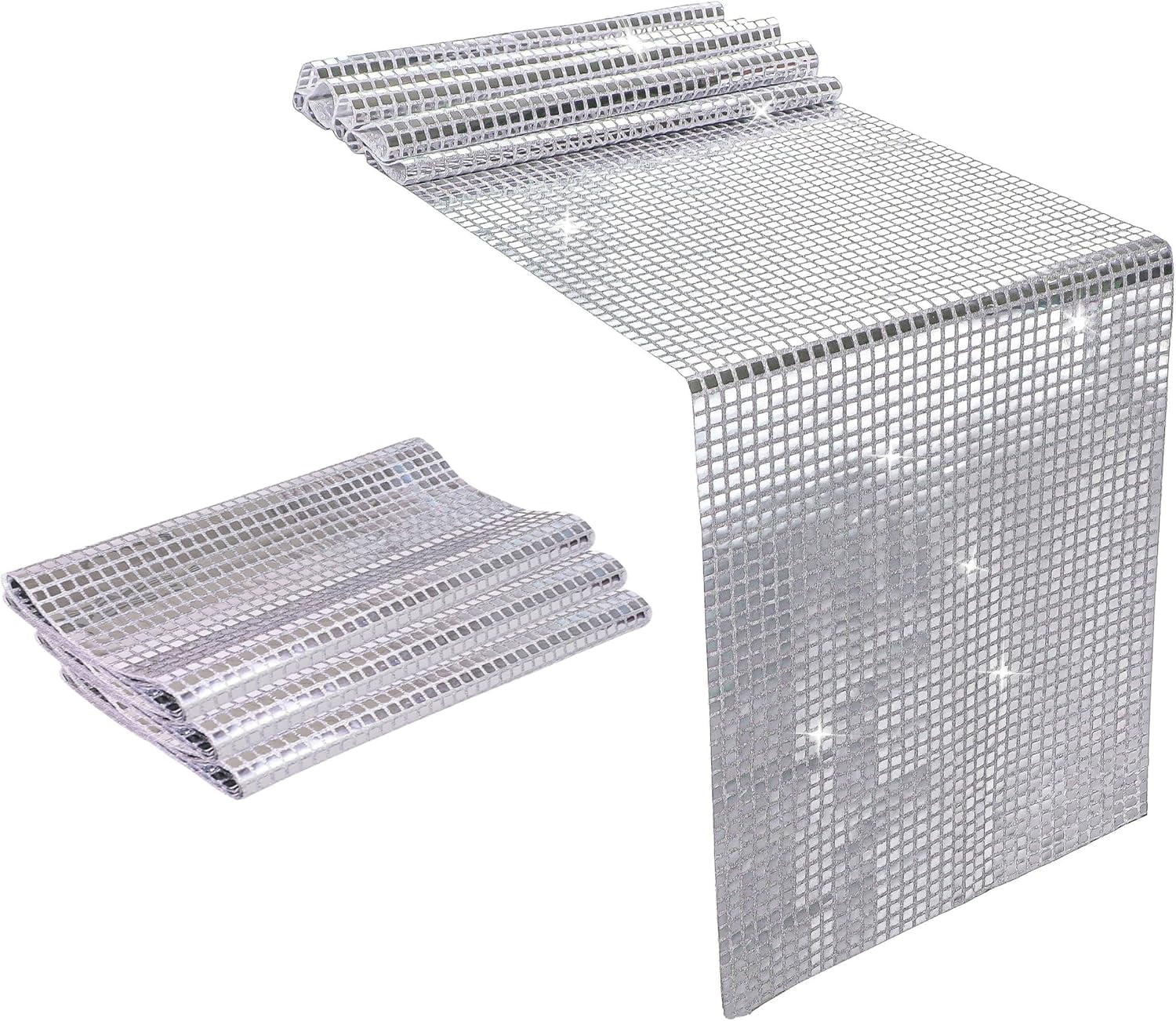 13 x 72 Inches Glitter Disco Party Table Runner Mirror Silver Runner ...