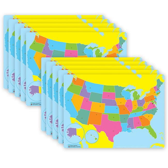 13 x 9.5 in. Smart Poly PosterMat Pals Space Savers, US Map - Pack of ...