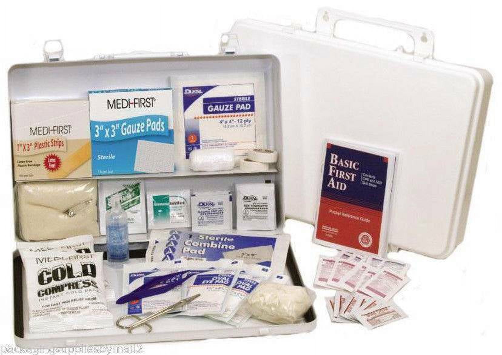 13" x 9" x 3" Metal Cabinet First Aid Kit - Pre-stocked -1 Count (FAK50 ...