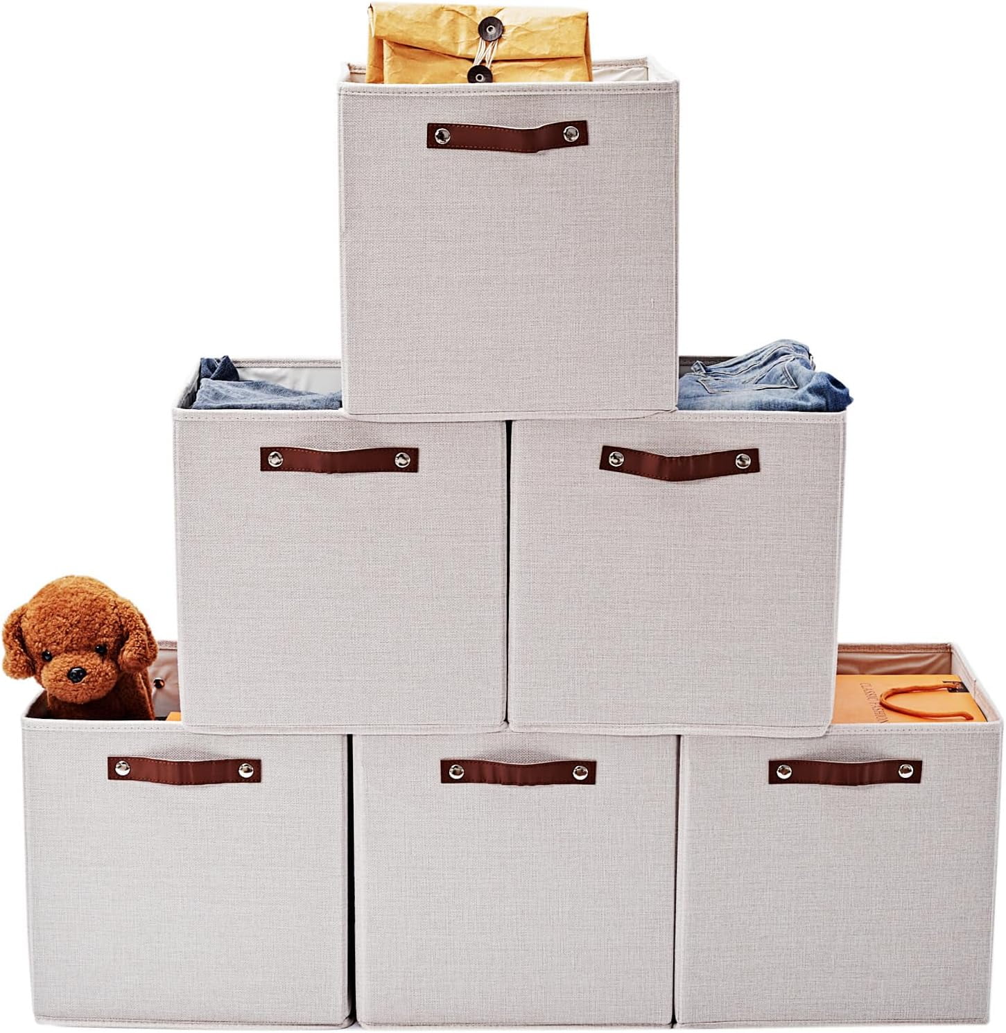 13 x 13 Inch Cube Storage Bins,6 Pack Storage Cubes for Shelves ...