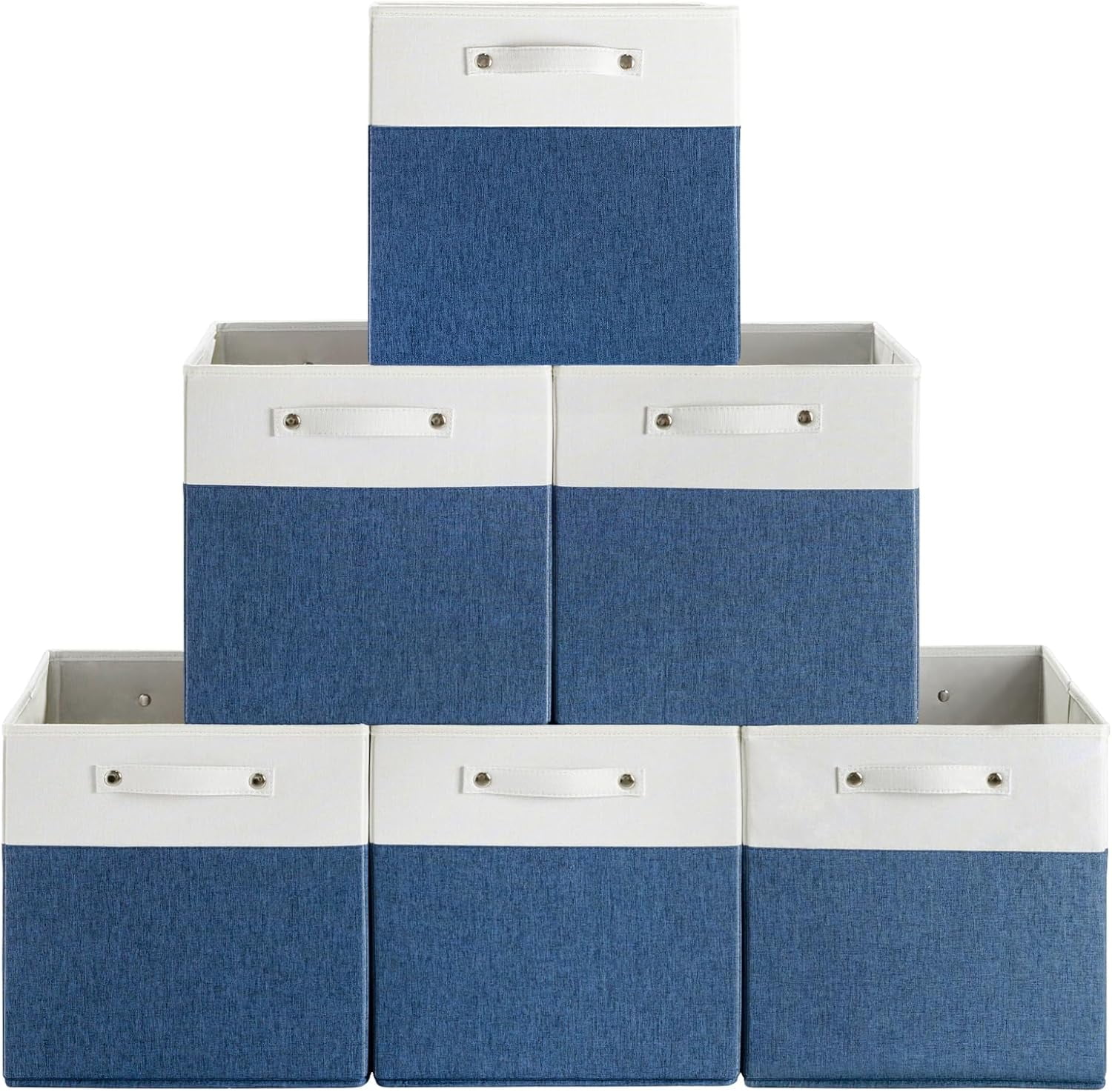 13 x 13 Inch Fine Linen Storage Bins with Handles，Fabric Cube Boxs ...