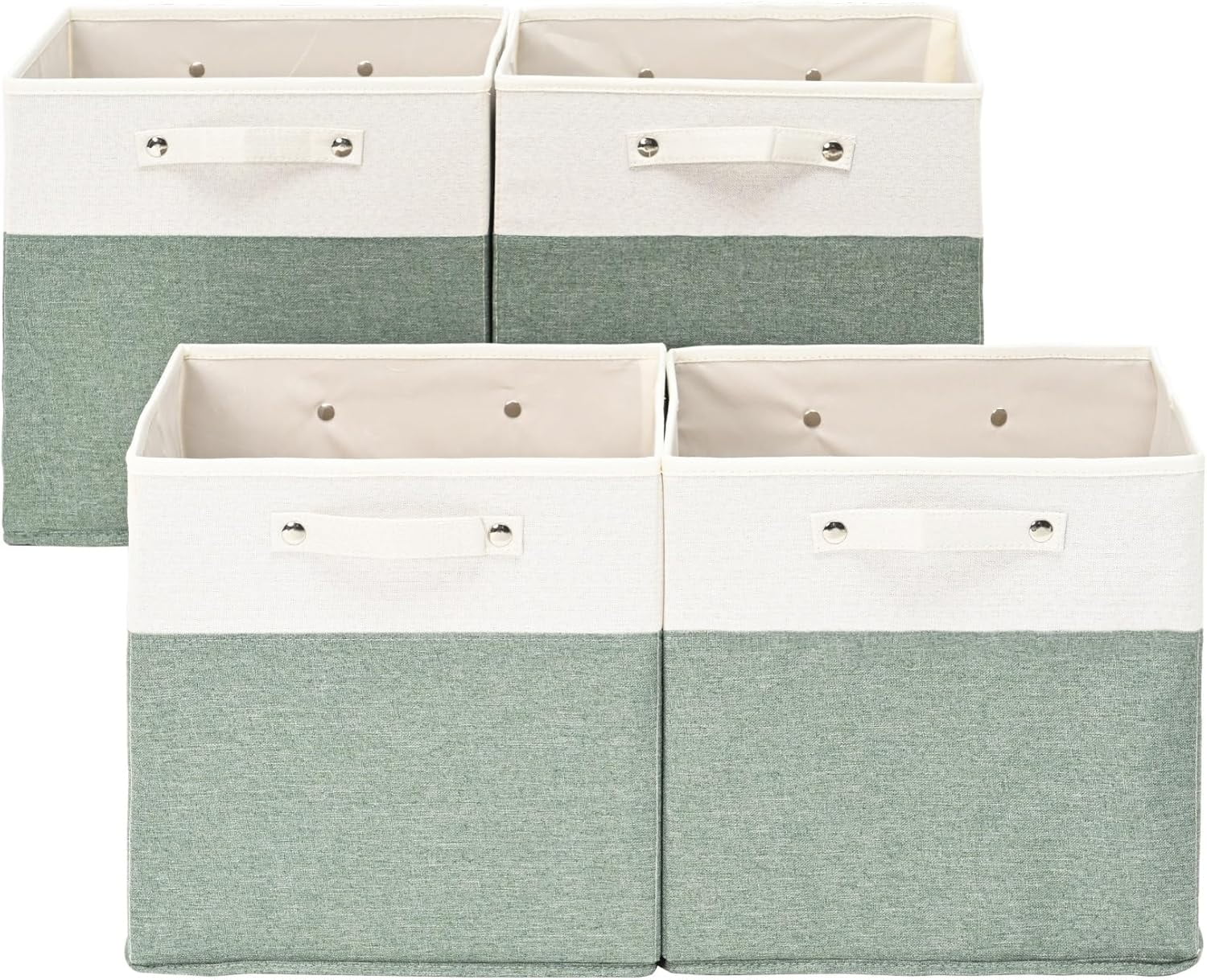 13 x Inch Fine Linen Storage Bins with Handles，Fabric Cube Boxs，Basket ...