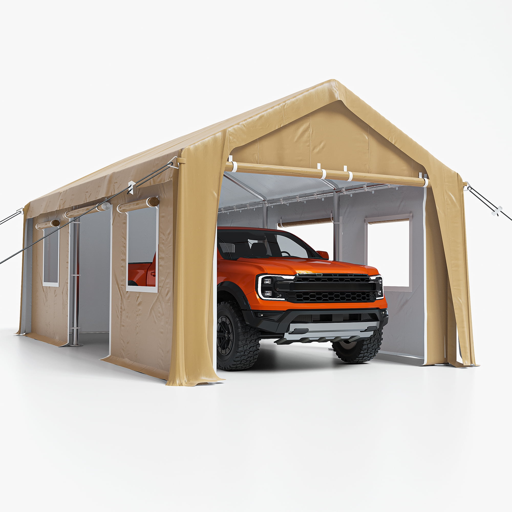 13'x20' Heavy Duty Carport, Car Canopy with Removable Sidewalls & Doors ...