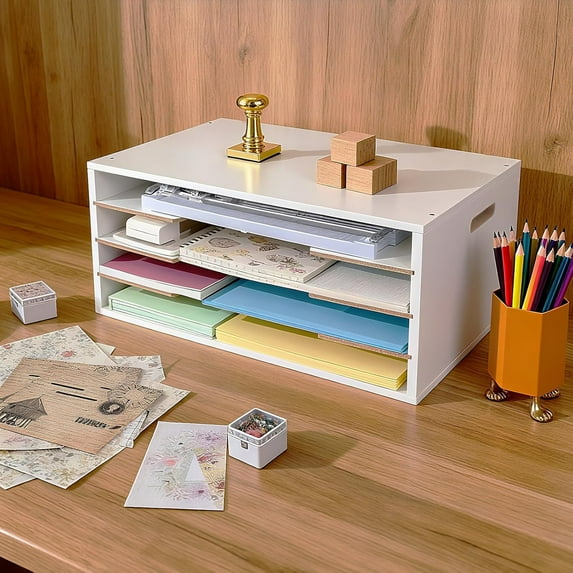 13"x20" Scrapbook Paper Organizer Storage, Wood Desk File Organizer ...