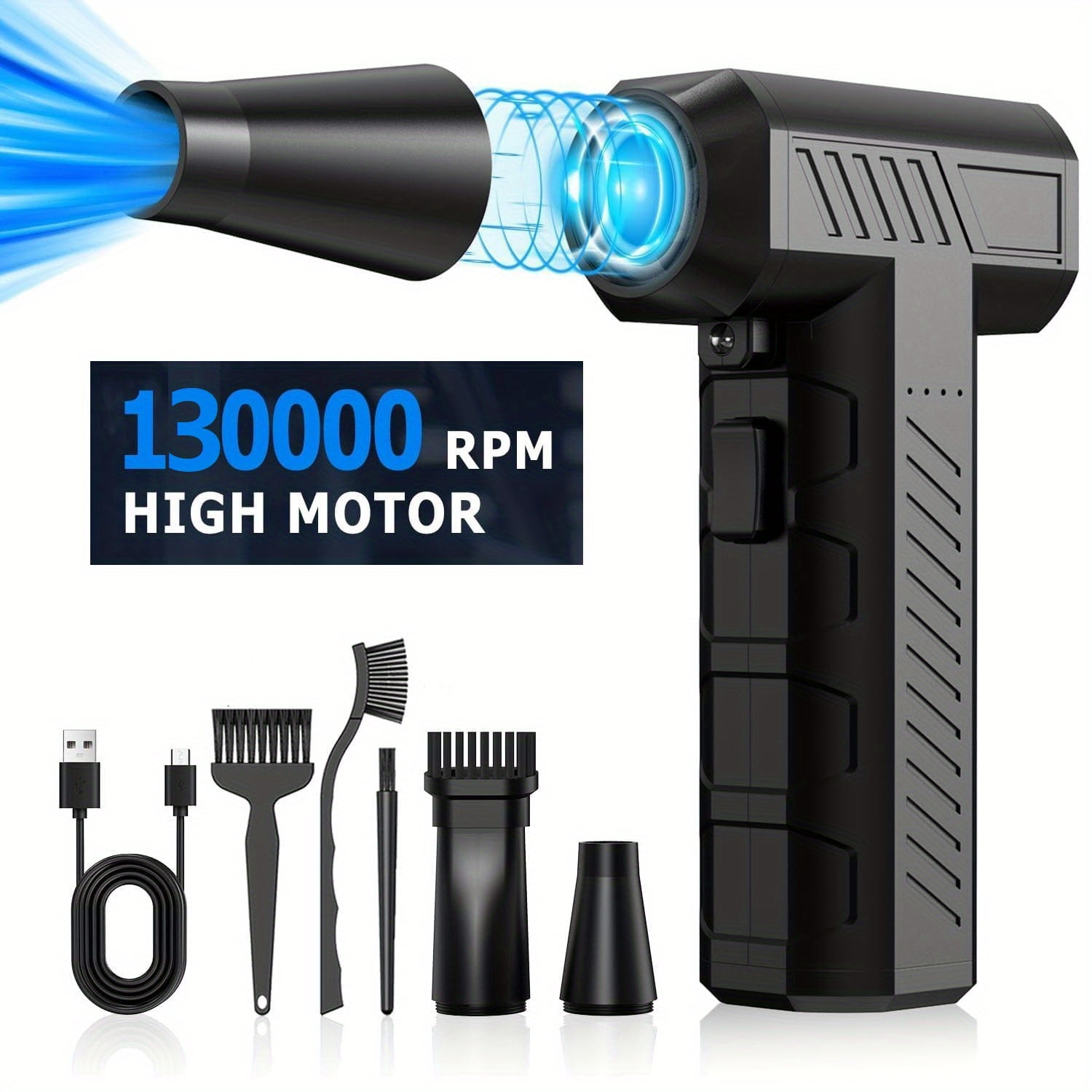 130, 000RPM High-Speed Portable Turbo Jet Fan Air Duster - Rechargeable ...