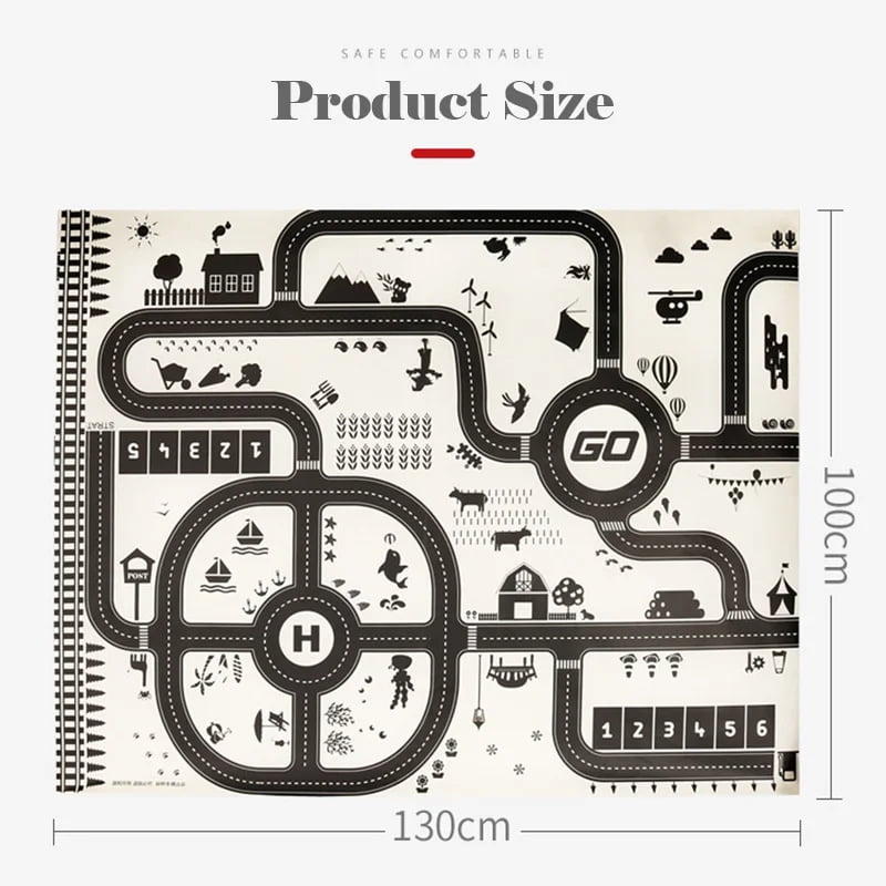 130*100CM Road Map Carpet for Kids Parking Lot Roadmap 83*58CM City ...