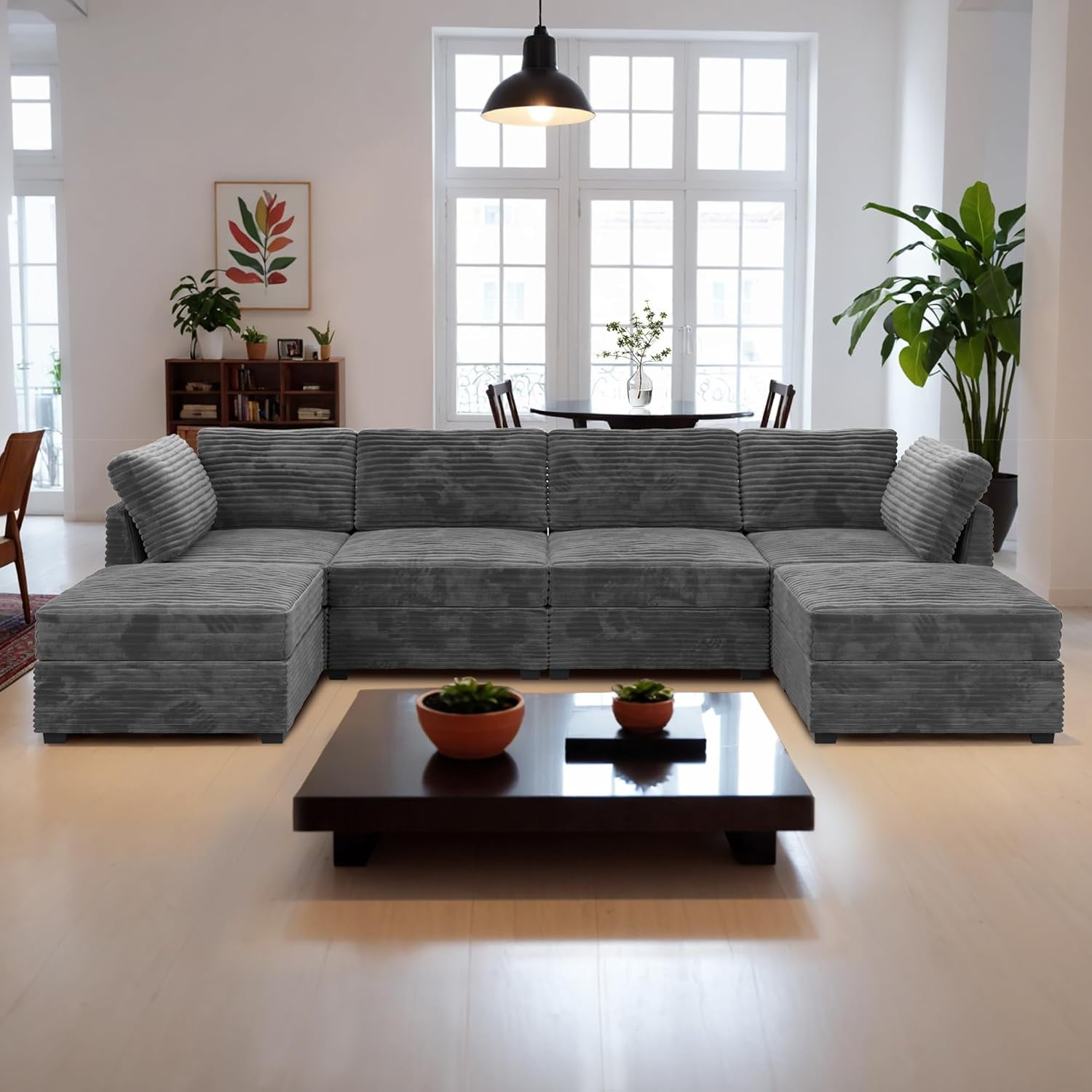 130.7" Modular Sectional Sofa Couch, U-Shaped Minimalist Couches with ...